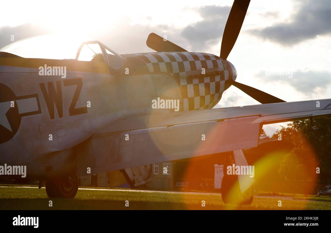 A world war two P-15 Mustang fighter plane on Duxford on static display ...