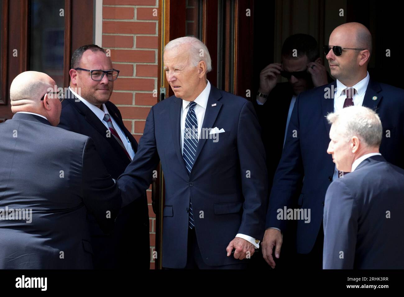 President Joe Biden leaves after paying respects to former Pennsylvania ...