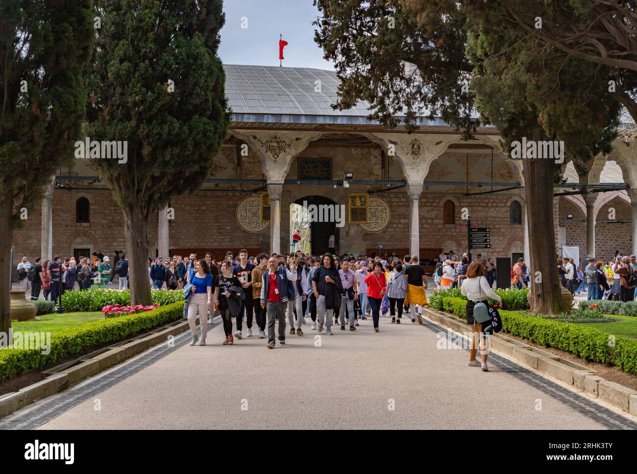 A picture of the tourists arriving at the Topkapi Palace's Courtyard II ...