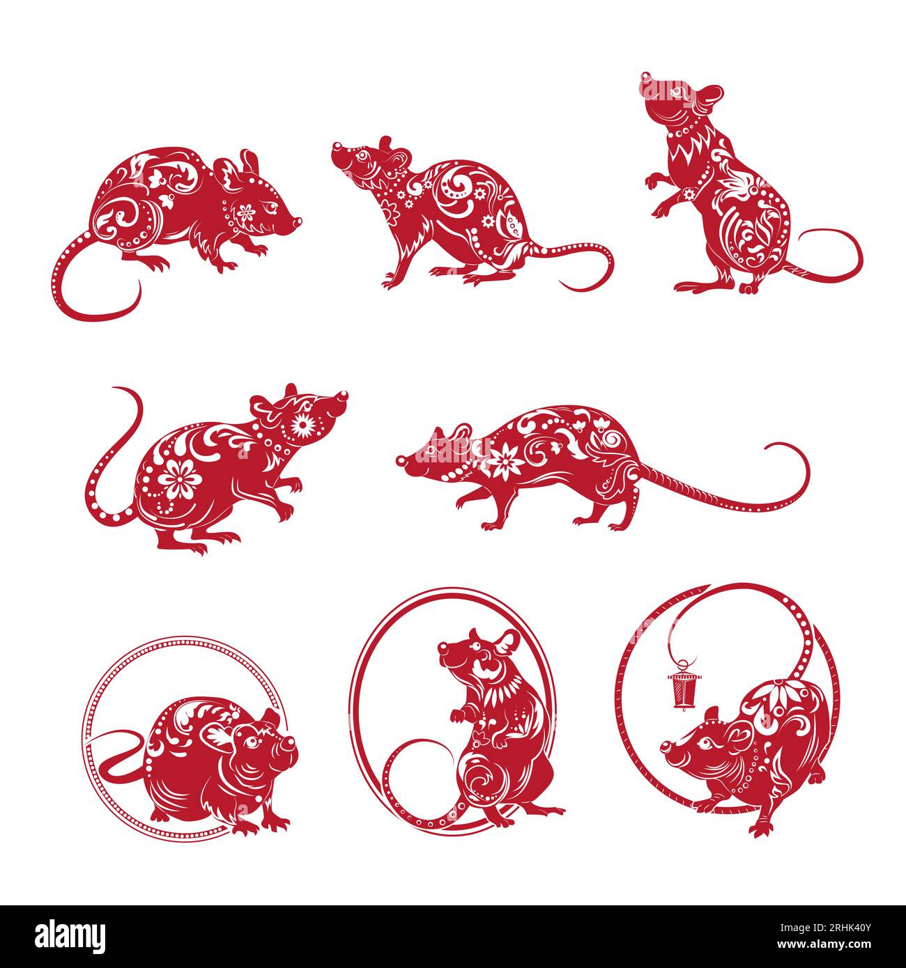 Red ornate rat set Stock Vector Image & Art - Alamy