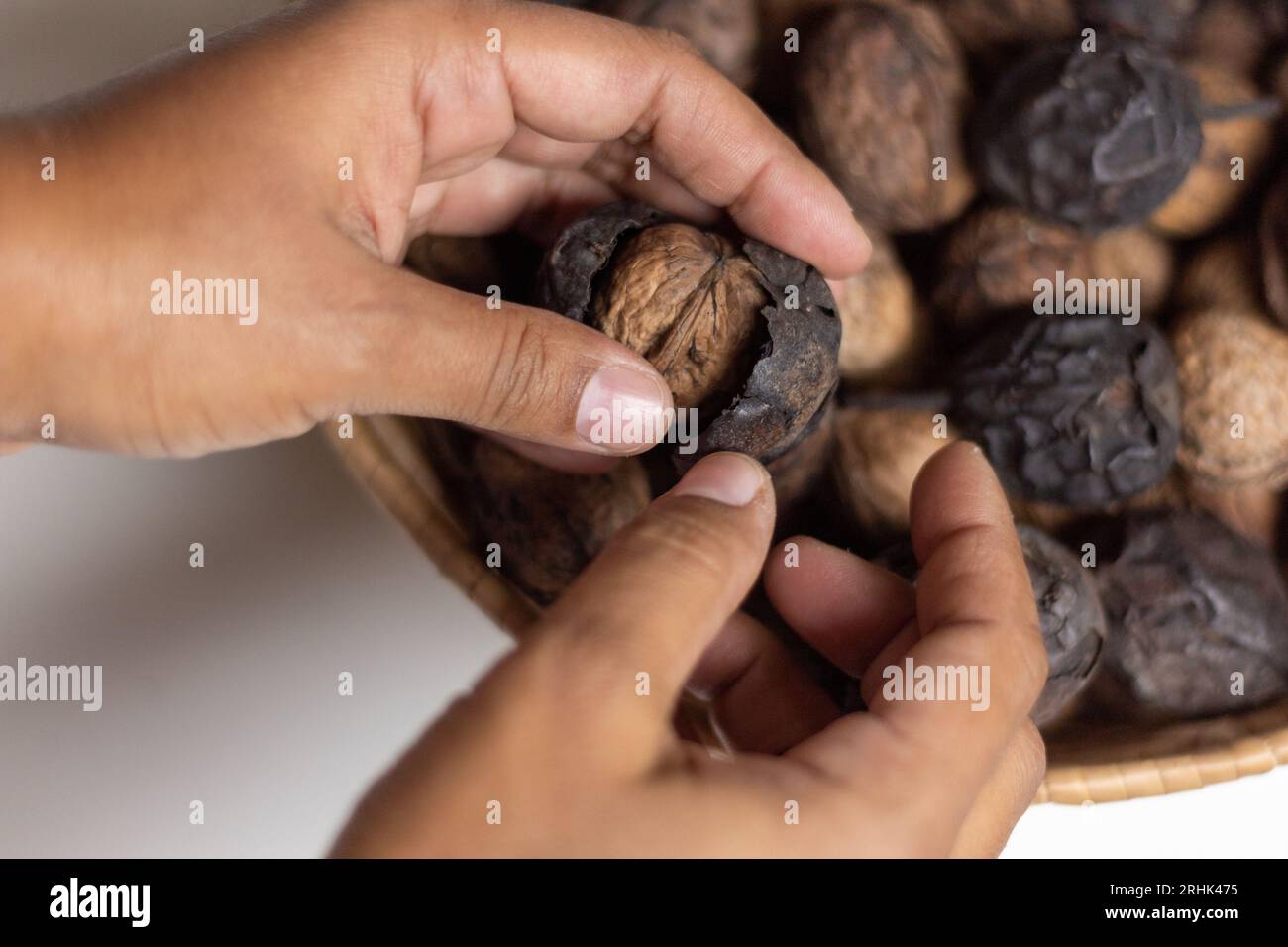 overlay shot of fresh nuts with vintage nutcracker Stock Photo - Alamy