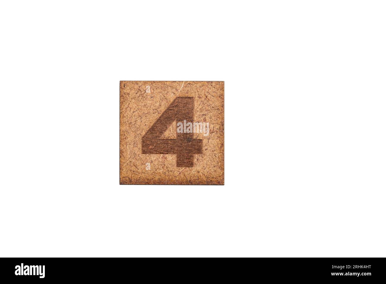 Number In Square Wooden Tiles - Number Four, On White Background Stock ...