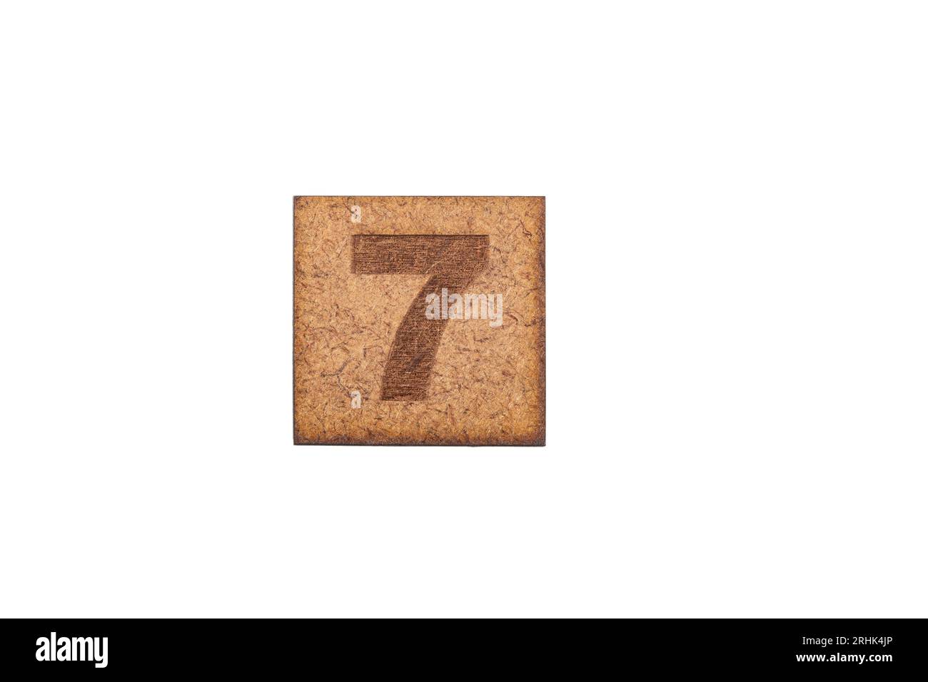 Number In Square Wooden Tiles - Number Seven, On White Background Stock ...