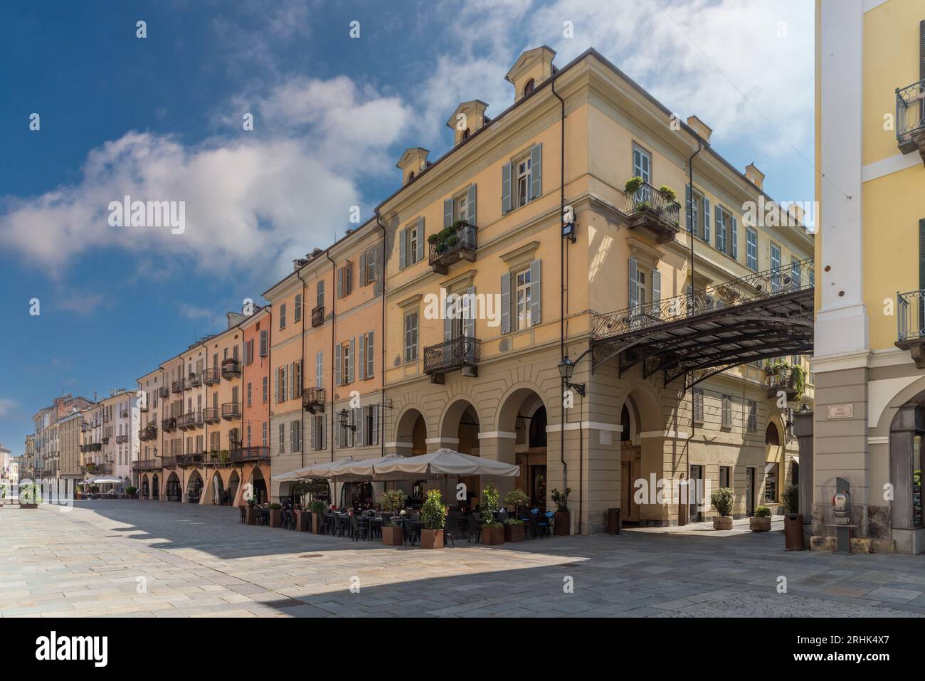 Cuneo, Piedmont, Italy - August 16, 2023: Cityscape on Roma Street main ...