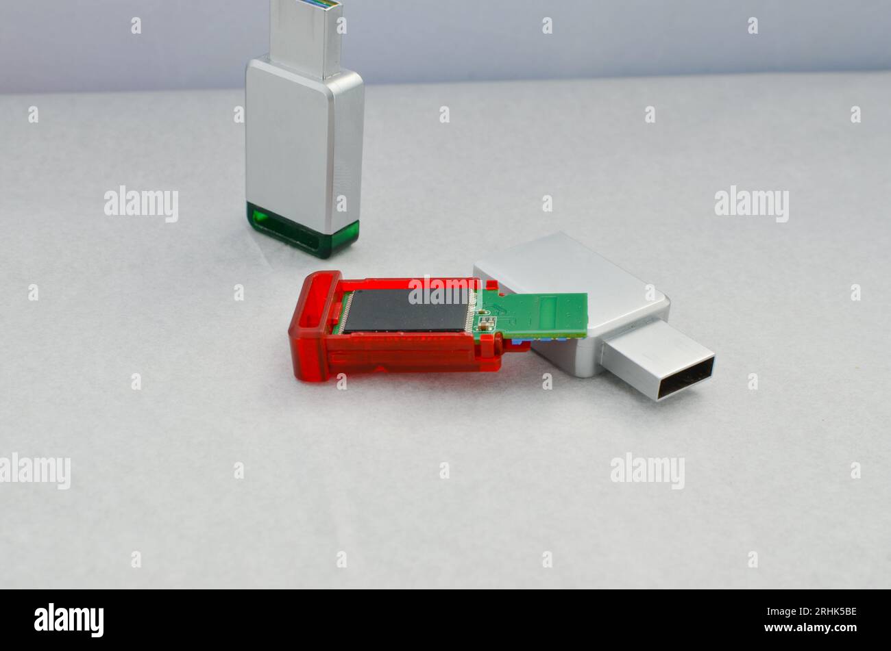 Closeup of an open USB stick revealing its internal circuitry for ...