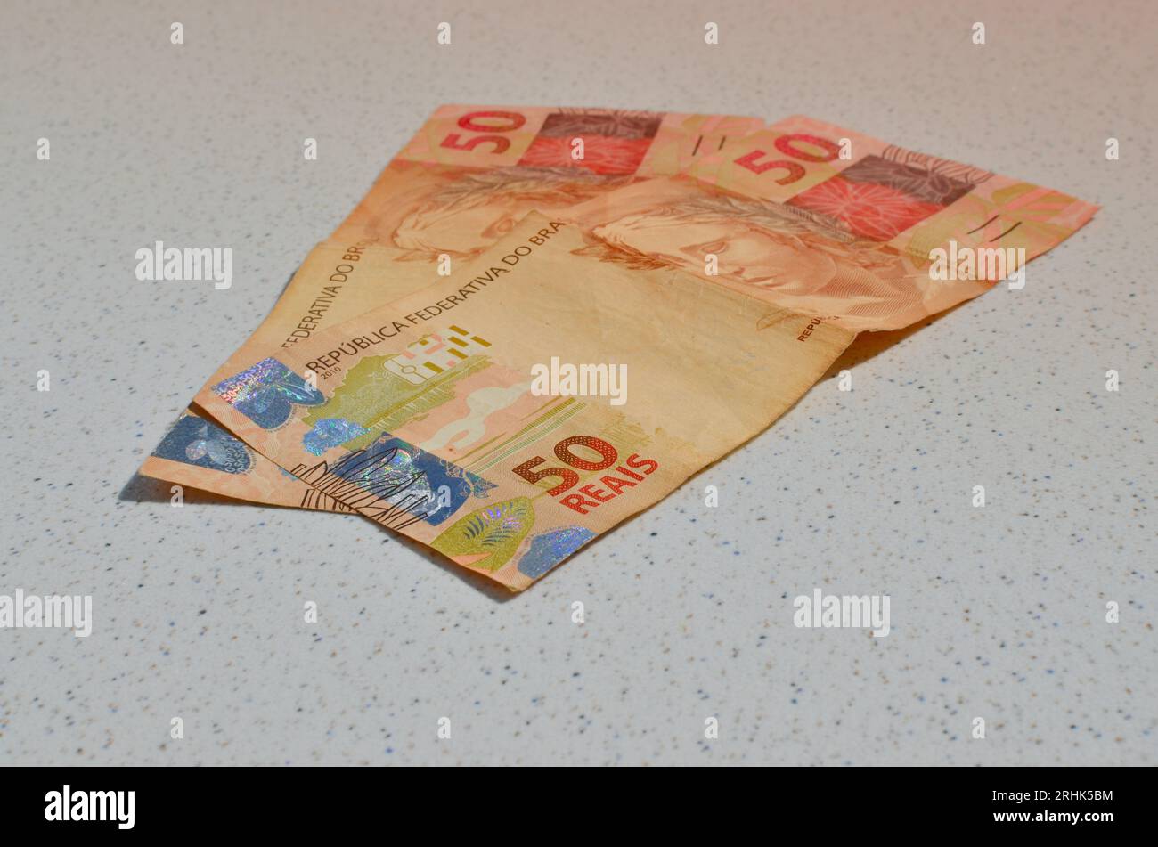 Detail of 50 reais banknote from Brazil, highlighted in Brazilian ...