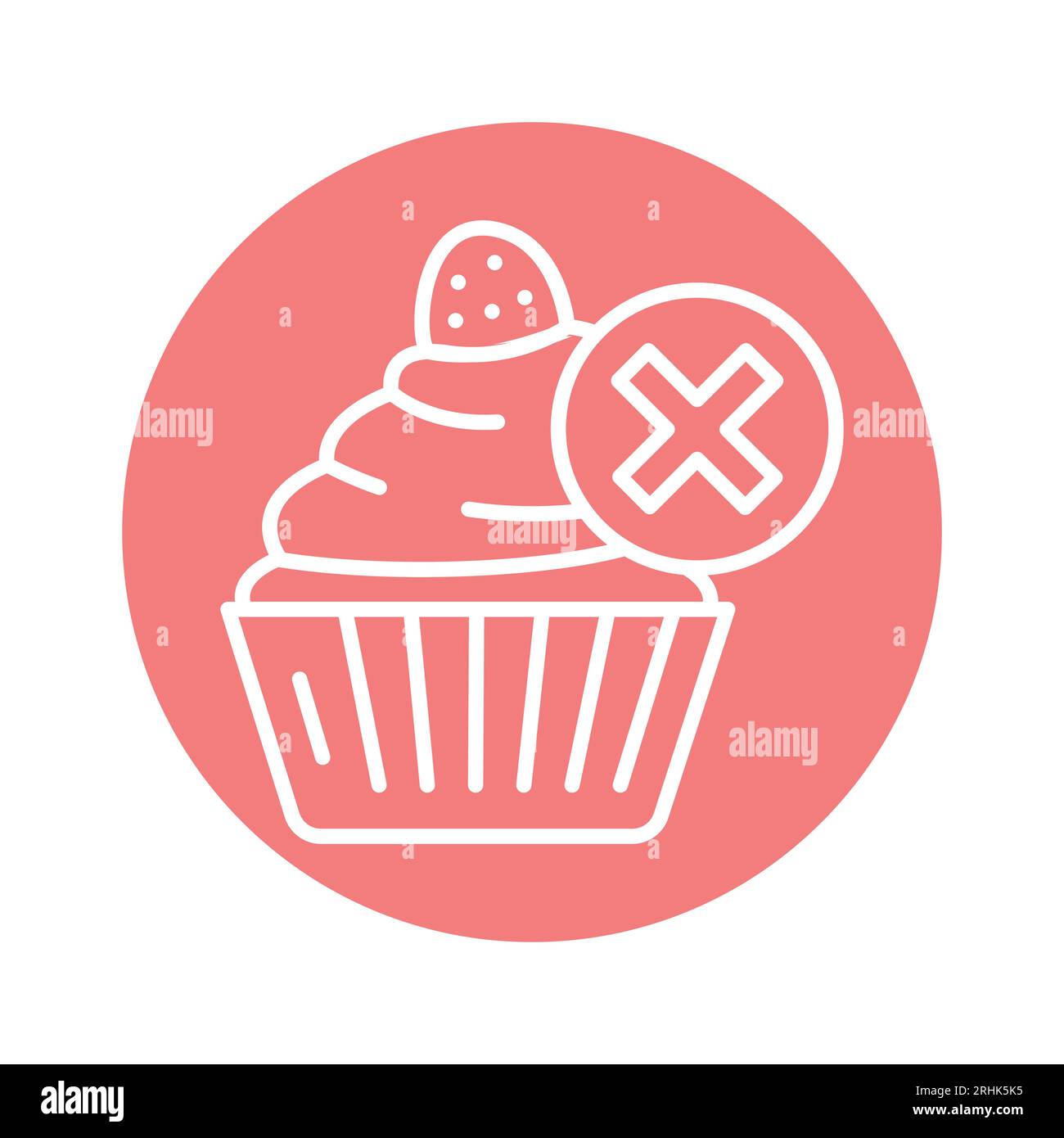 Forbidden food color line icon. Isolated vector element. Outline ...