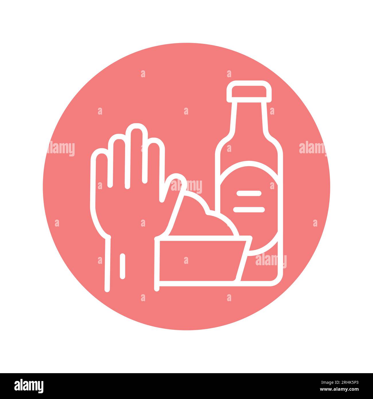 Refusal eat color line icon. Isolated vector element. Outline pictogram ...
