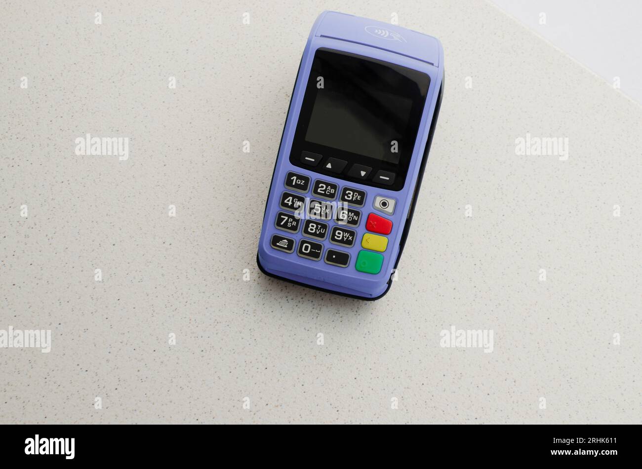 Close-up of a contactless credit card payment device, facilitating fast ...