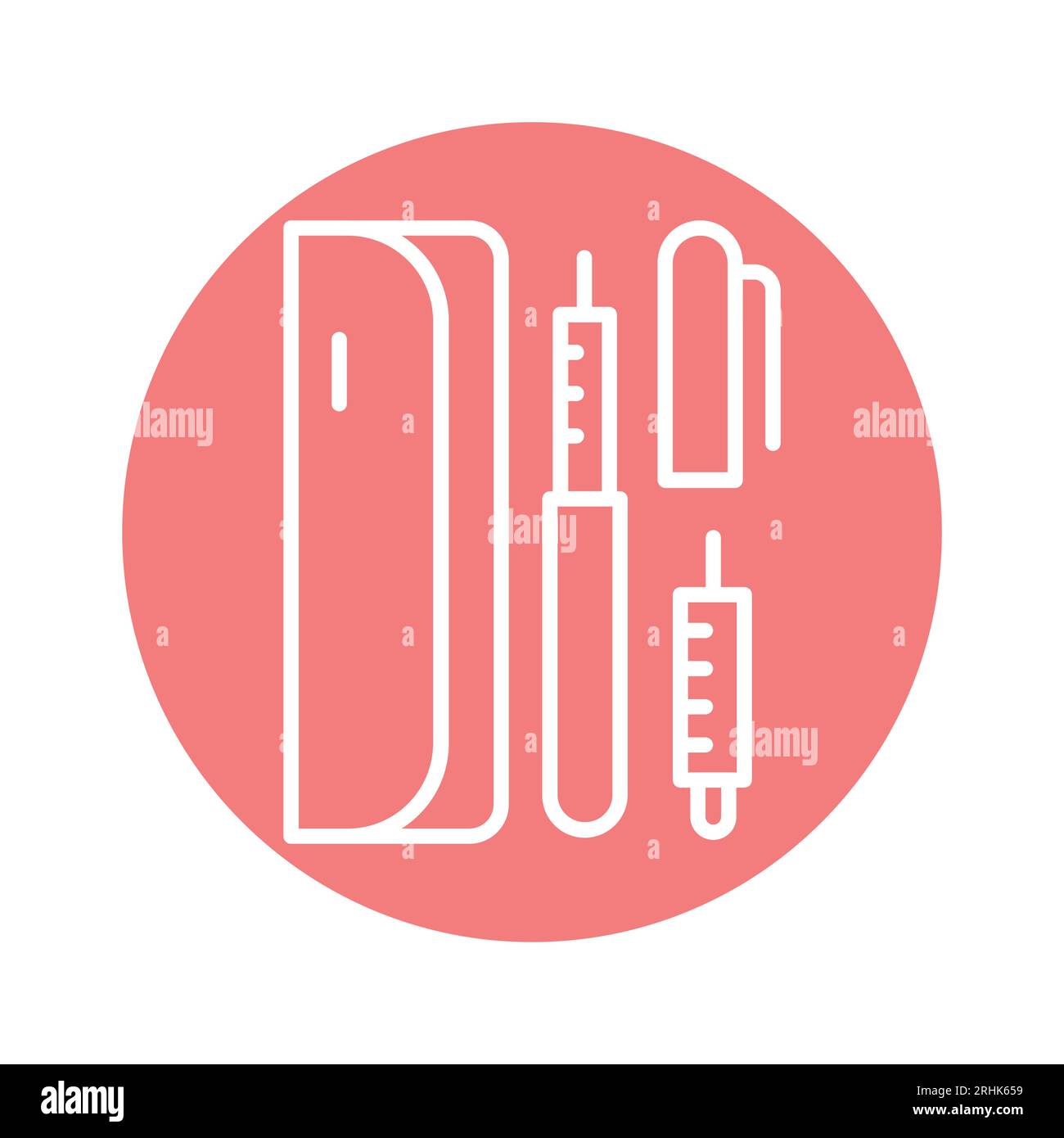 Syringe pen color line icon. Isolated vector element. Outline pictogram ...