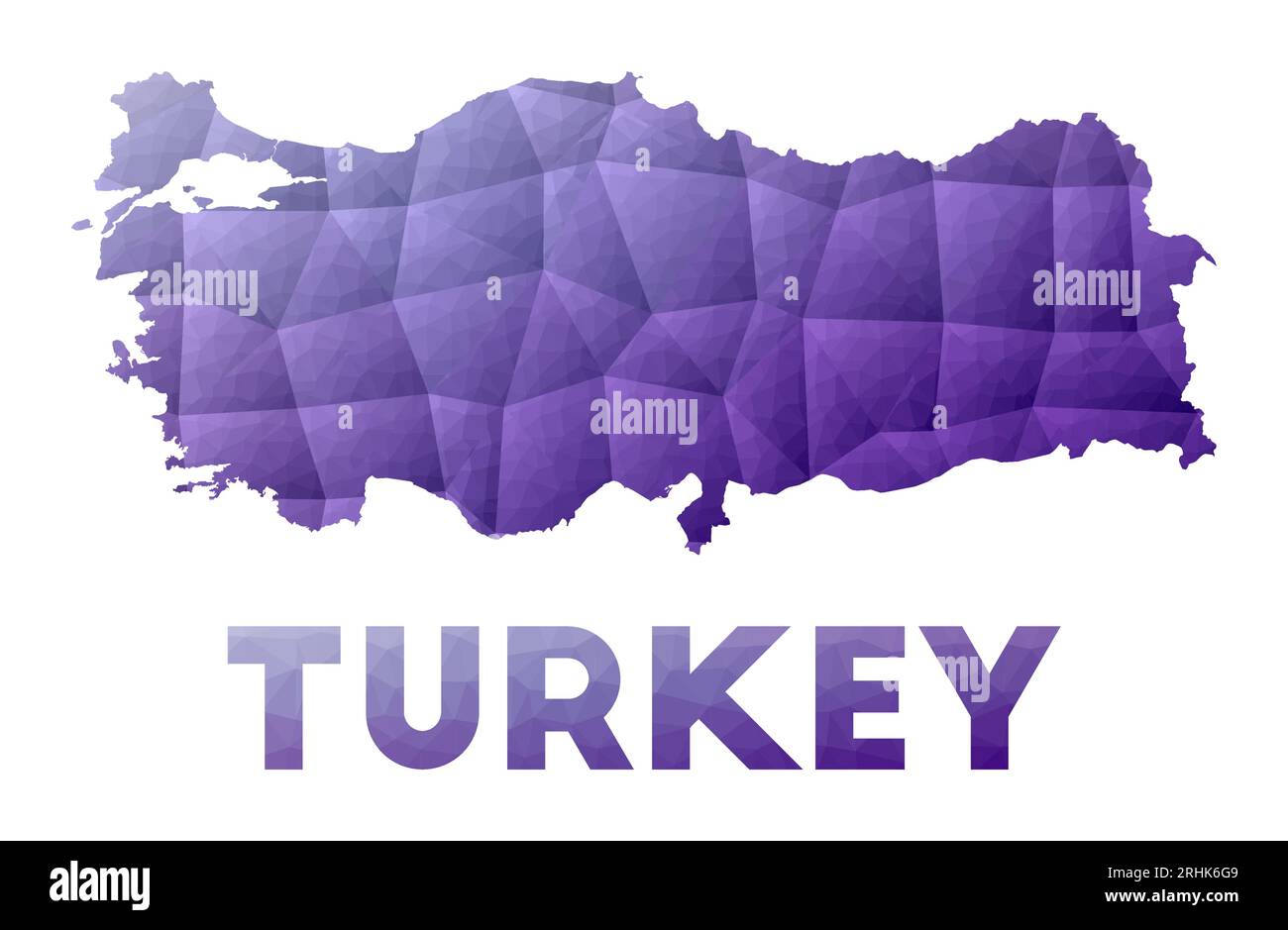 Map of Turkey. Low poly illustration of the country. Purple geometric design. Polygonal vector ...
