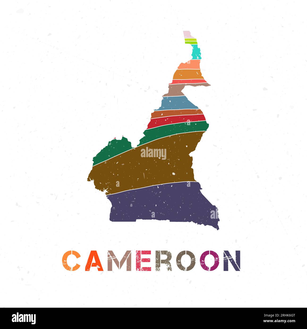 Cameroon map design. Shape of the country with beautiful geometric waves and grunge texture ...
