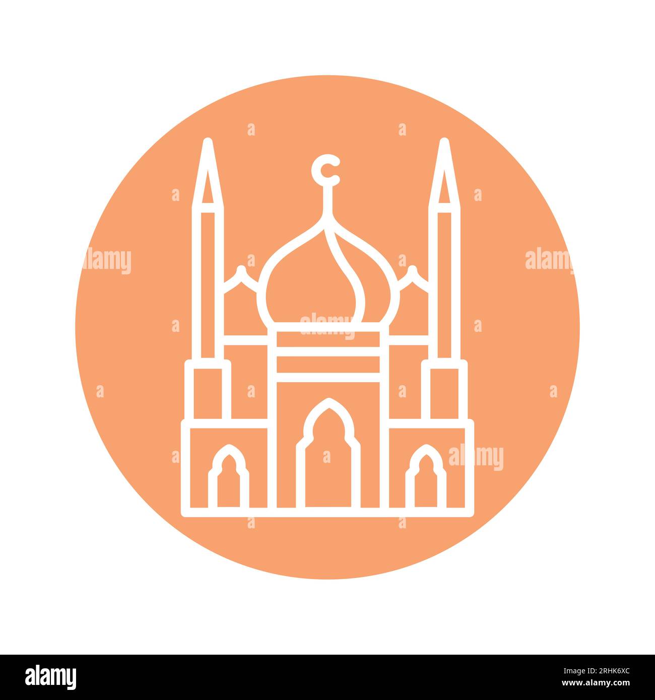 Historic Muslim Mosque Line Color Icon Isolated Vector Element Outline Pictogram For Web Page