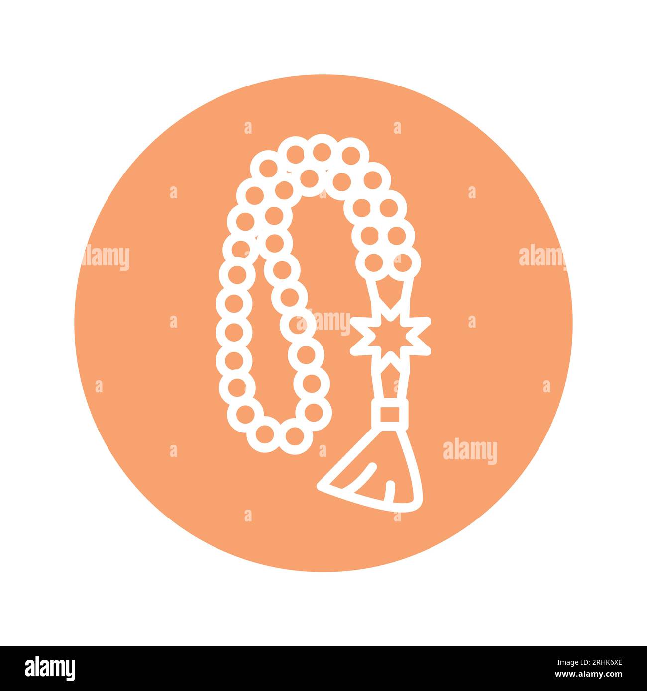Muslim Rosary Subha Line Color Icon Isolated Vector Element Outline Pictogram For Web Page