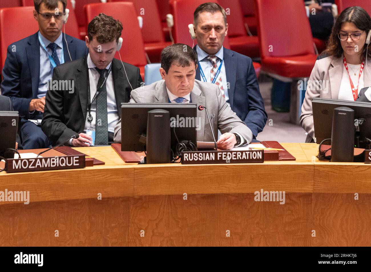 New York, USA. 17th Aug, 2023. Ambassador of Russia Dmirty Polyanskiy ...