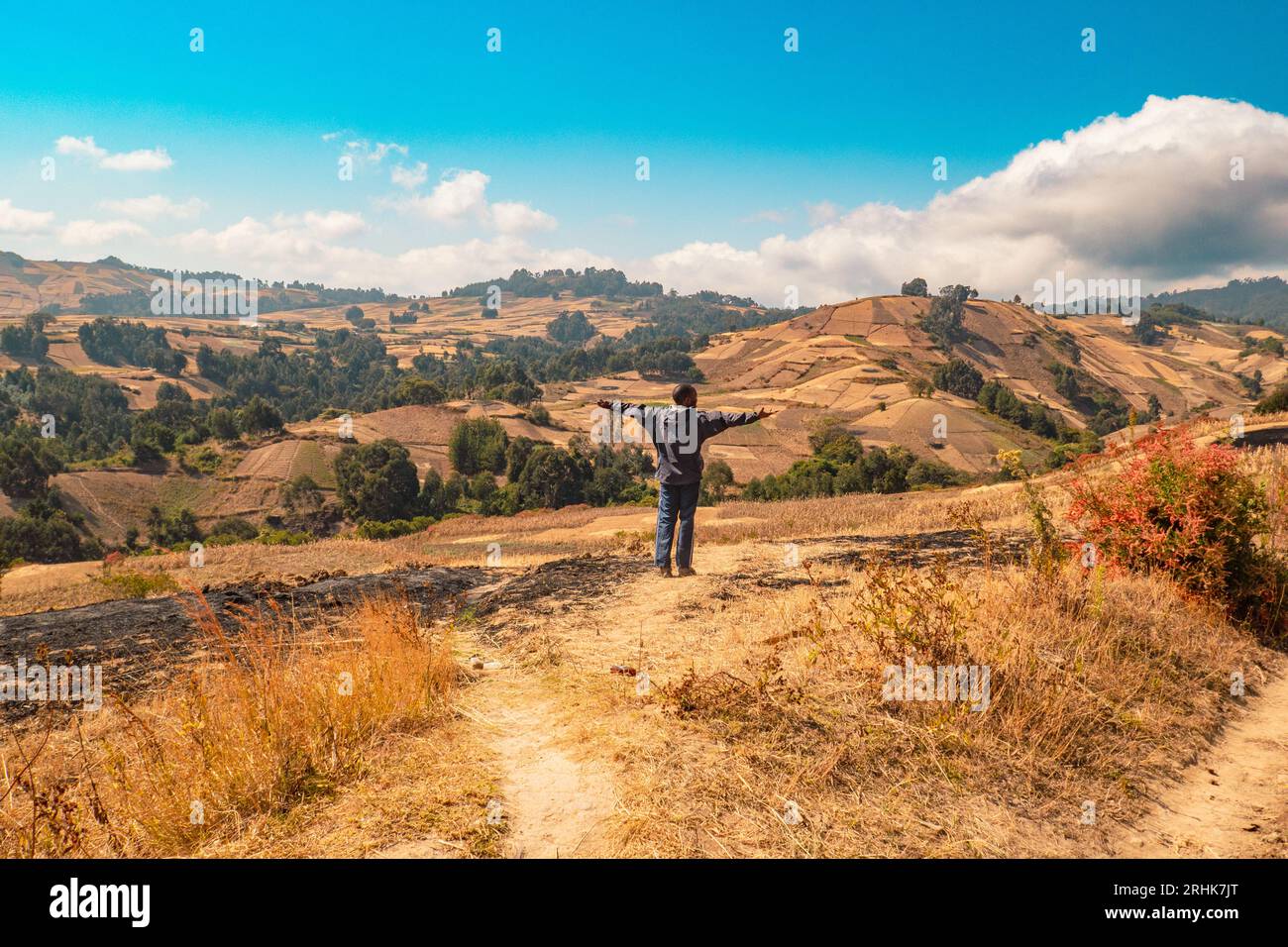 Scenic view of a tourist at a view point at Mbeya Rift Valley View ...