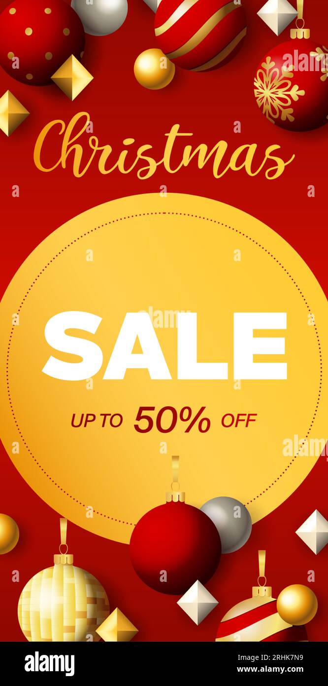 Christmas Sale flyer design with discount circular label Stock Vector ...