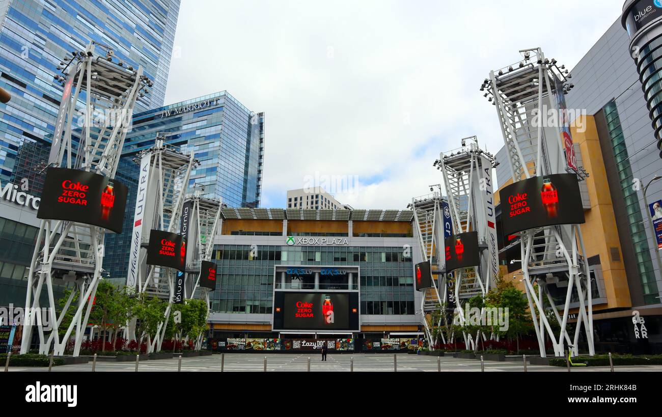 Los Angeles, California: XBOX PLAZA and Microsoft Theater in front of ...