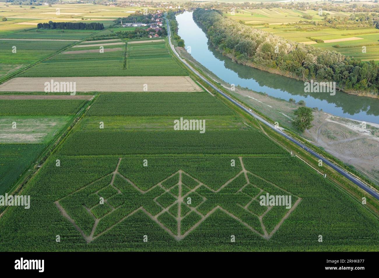 Zagreb, Croatia. 17th Aug, 2023. Aerial photo of the first Posavina ...
