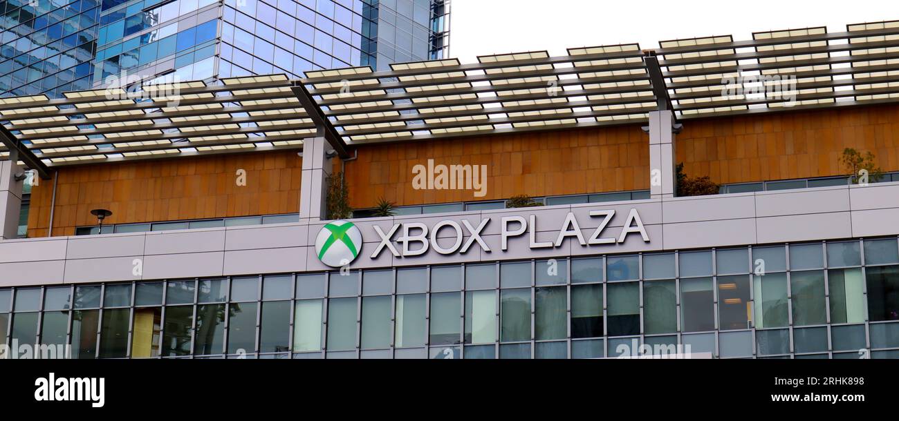 Los Angeles, California: XBOX PLAZA and Microsoft Theater in front of ...