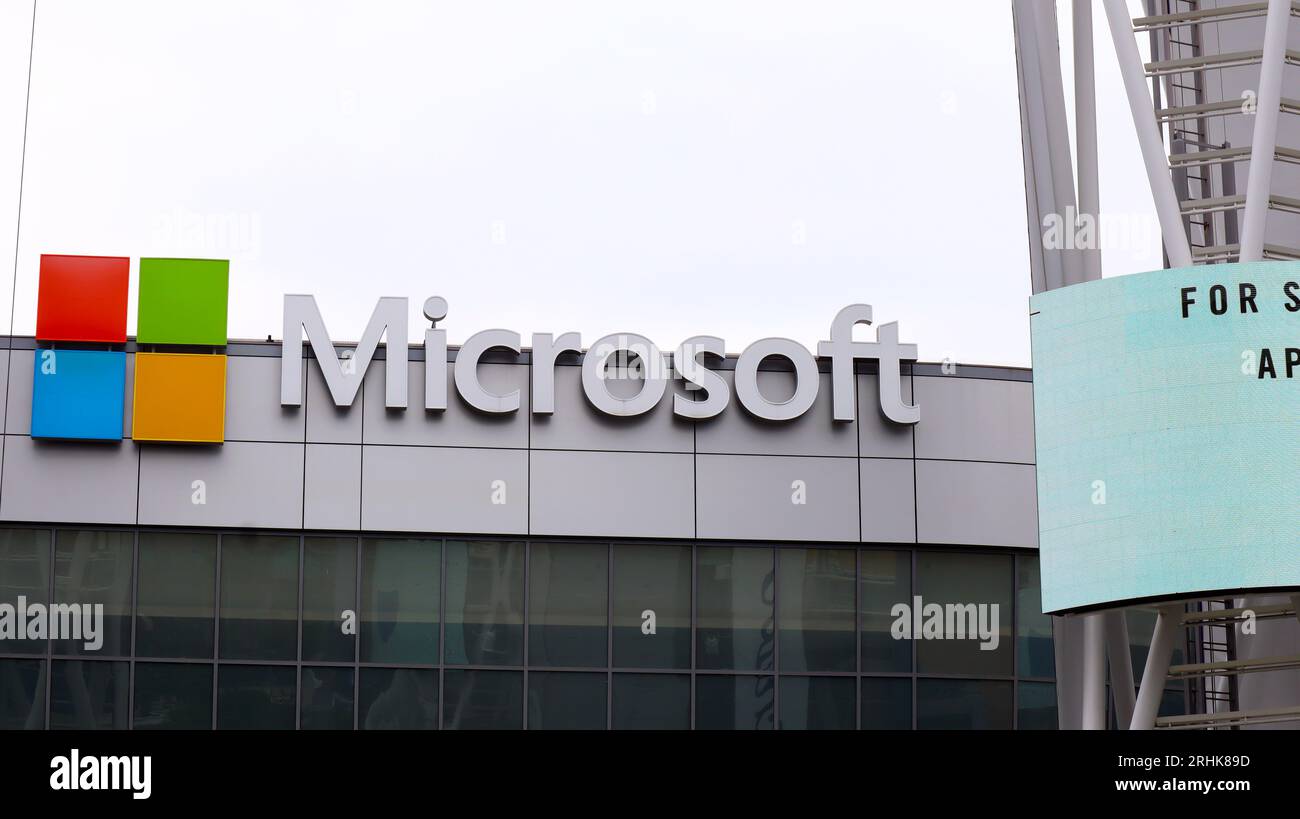 Los Angeles, California: Microsoft logo at Microsoft Theater, XBOX ...
