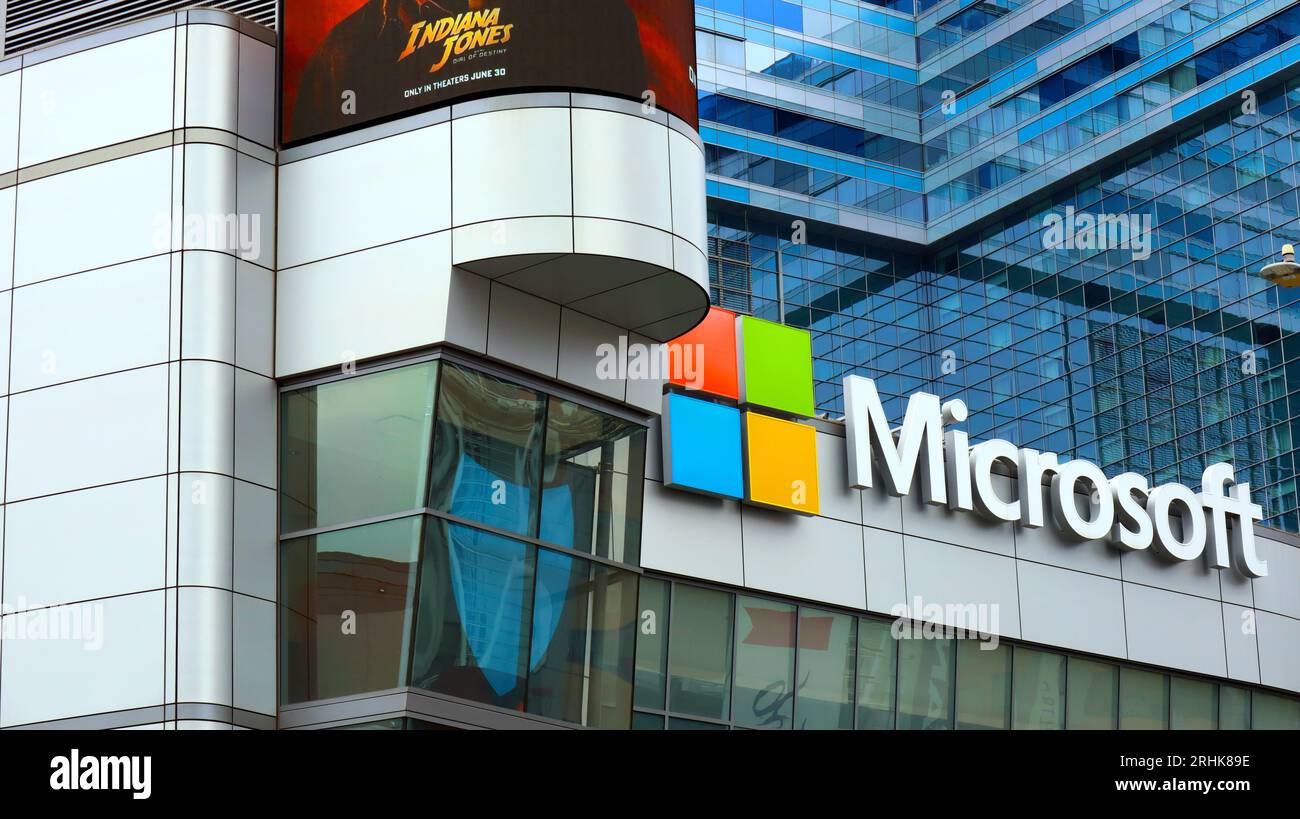 Los Angeles, California: Microsoft logo at Microsoft Theater, XBOX ...