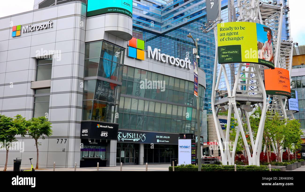 Los Angeles, California: Microsoft logo at Microsoft Theater, XBOX ...