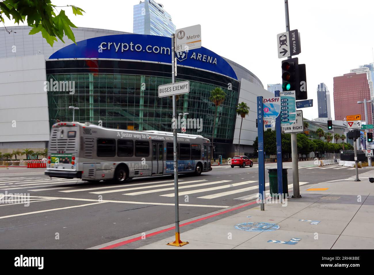 Los Angeles, California: METRO and LADOT Transit DASH Bus Stop near ...