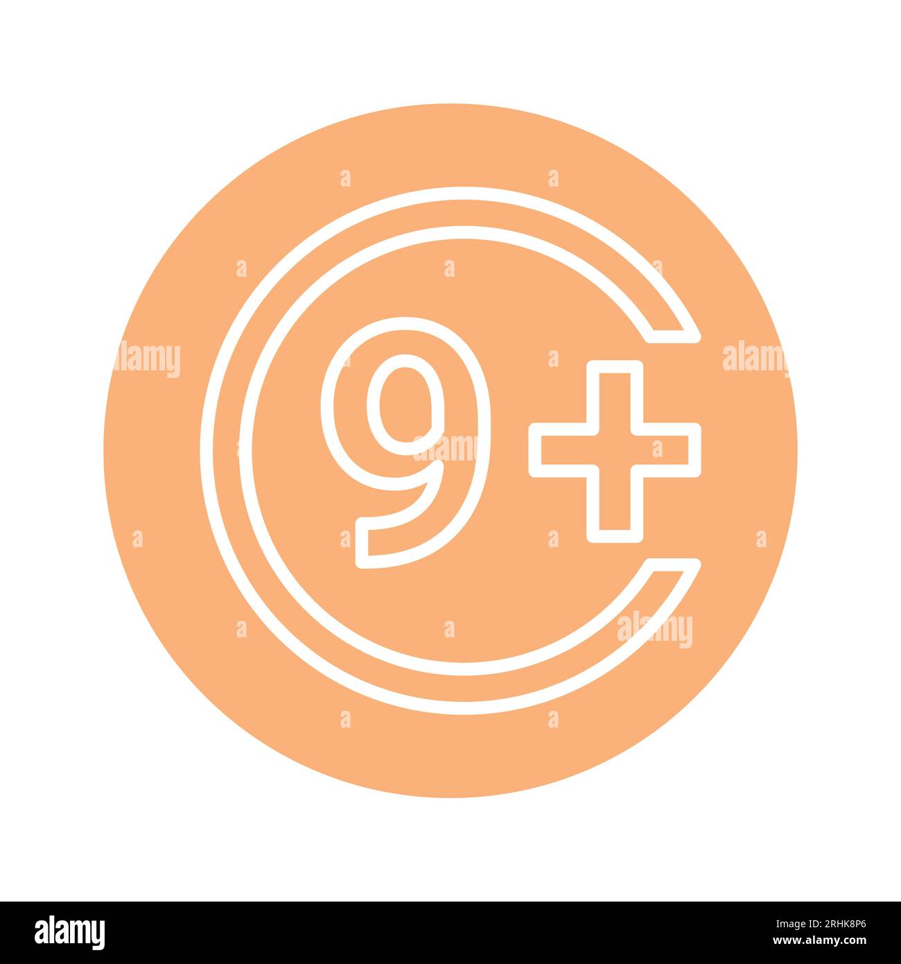 Age limit 9+ line color icon. Isolated vector element. Outline ...