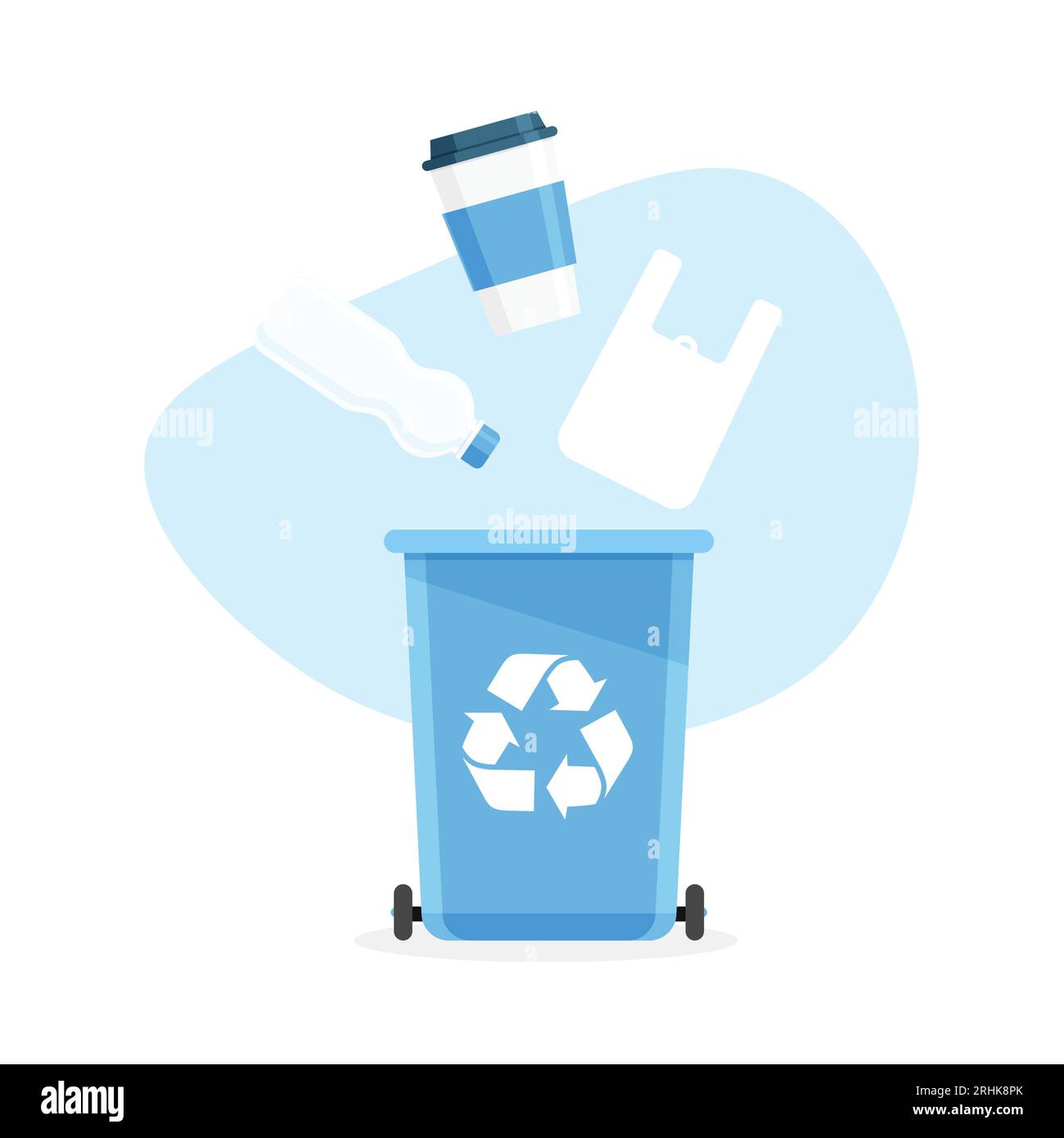 Collecting plastic garbage into recycling bin. Sorting the trash ...