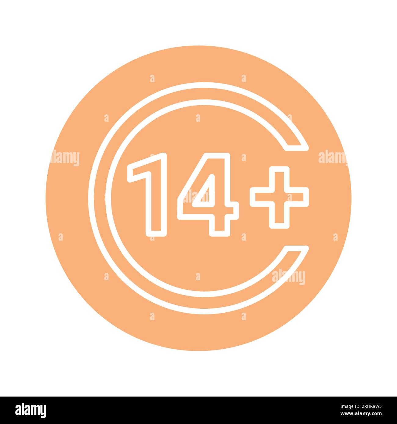 Age limit 14+ line color icon. Isolated vector element. Outline ...