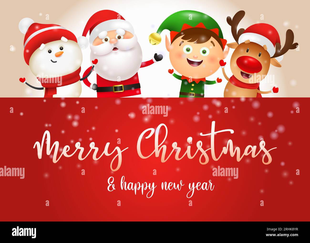 Merry Christmas banner design with happy characters Stock Vector Image ...