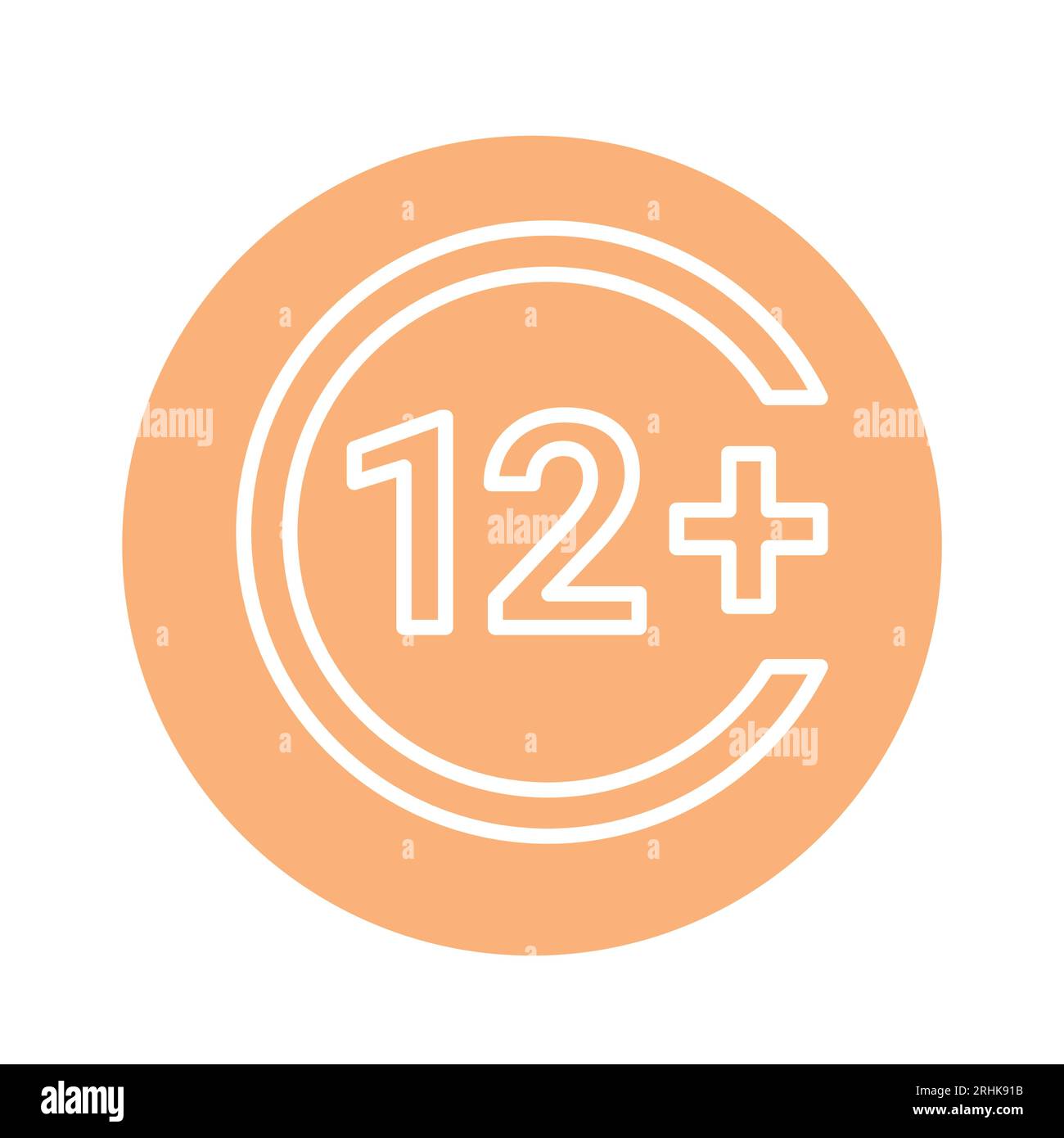 Age limit 12+ line color icon. Isolated vector element. Outline ...