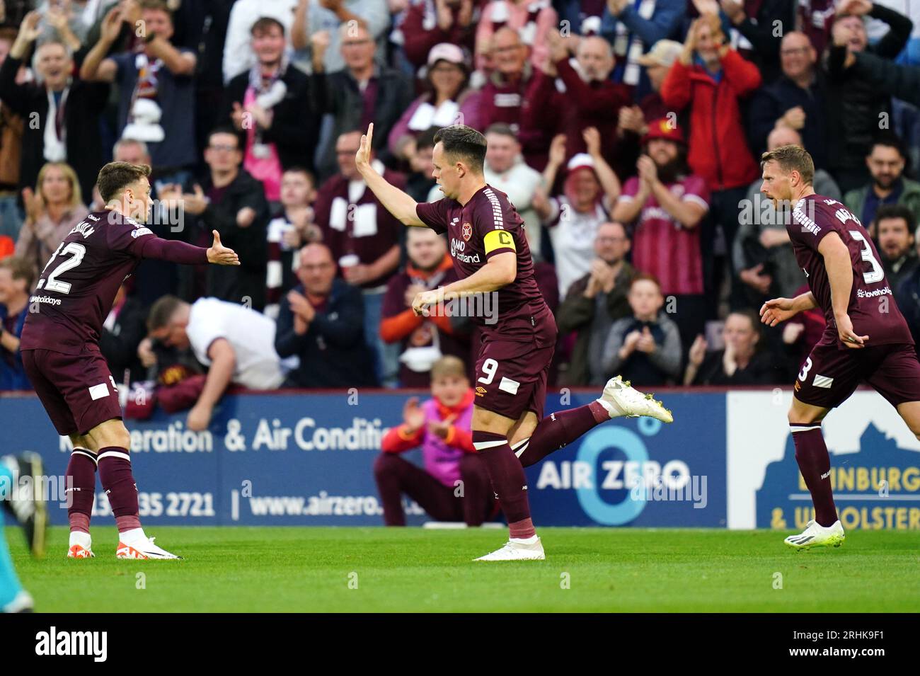 Hearts' Lawrence Shankland celebrates scoring their sides first goal ...