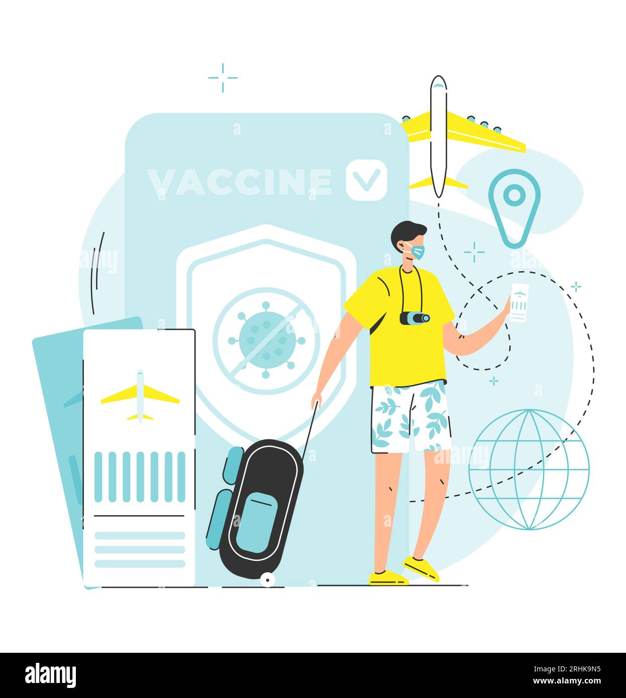 Vaccination for safety travel and access abroad scene Stock Vector ...