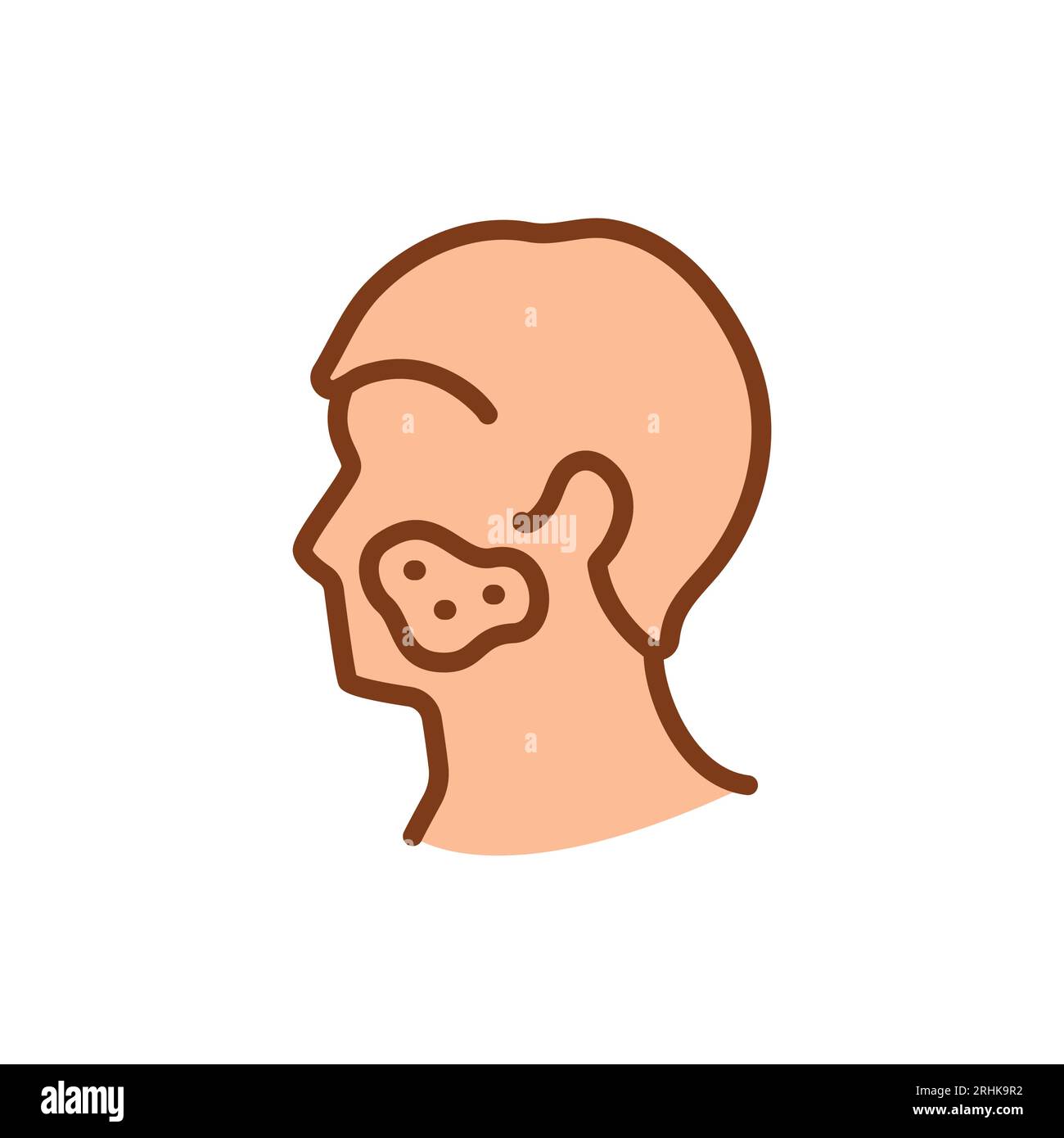 Rosacea Black Line Icon Dermatology Disease Skin Problem Stock Vector