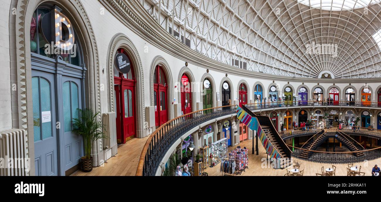 CORN EXCHANGE, LEEDS, UK - AUGUST 14, 2023. A colourful architecture ...
