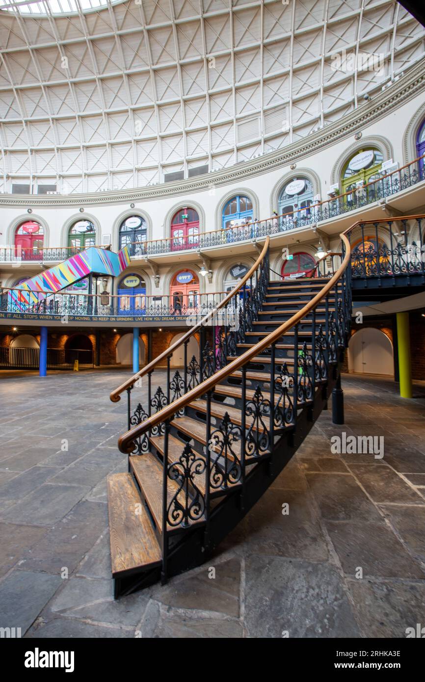 CORN EXCHANGE, LEEDS, UK - AUGUST 14, 2023. A colourful architecture ...