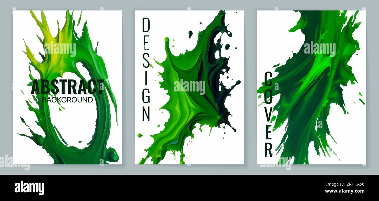 Green ink brush stroke background. Set of banners Stock Vector Image & Art - Alamy