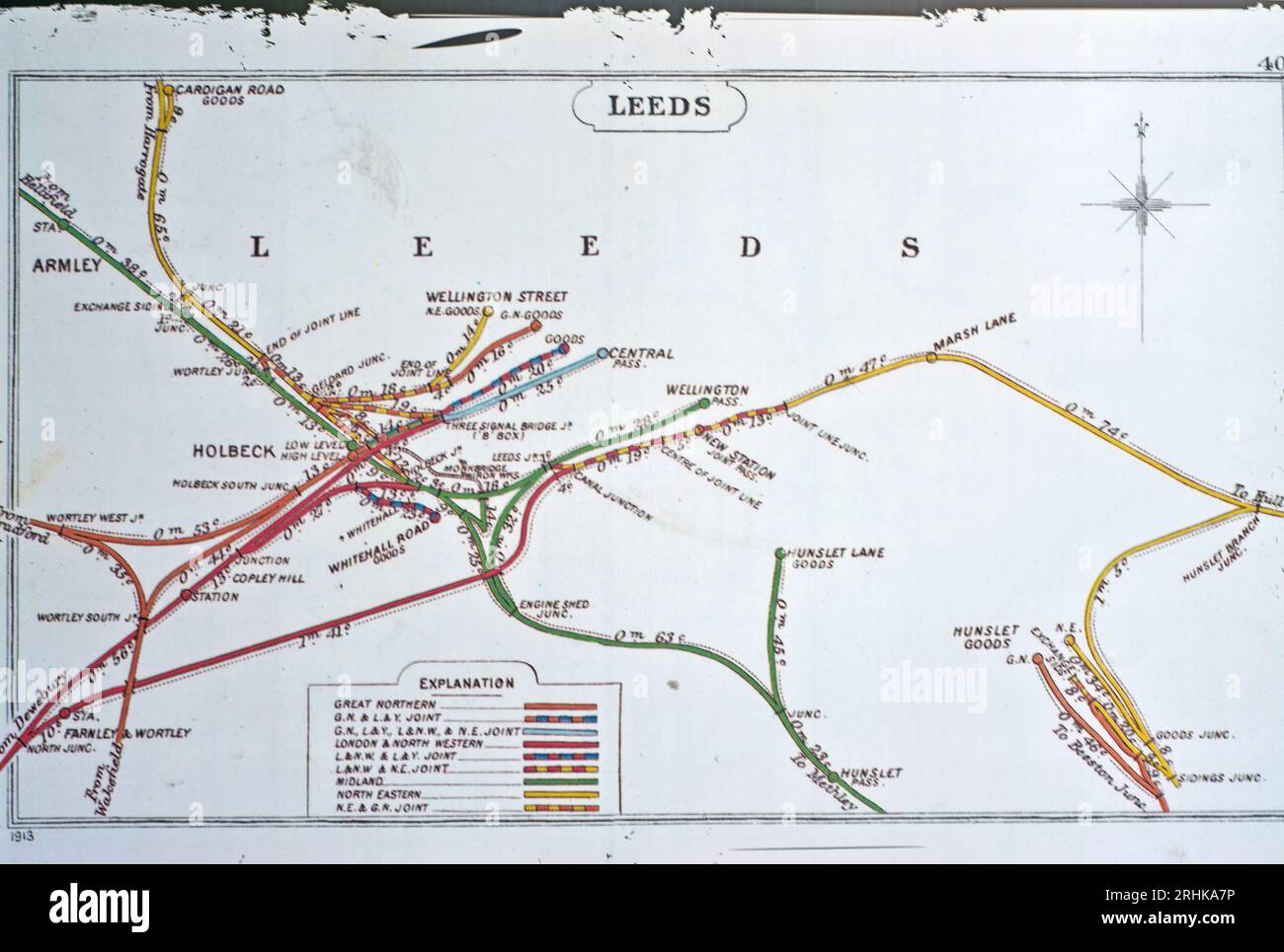 Early map of Leeds Railways, Wellington Place, Leeds, England Stock ...