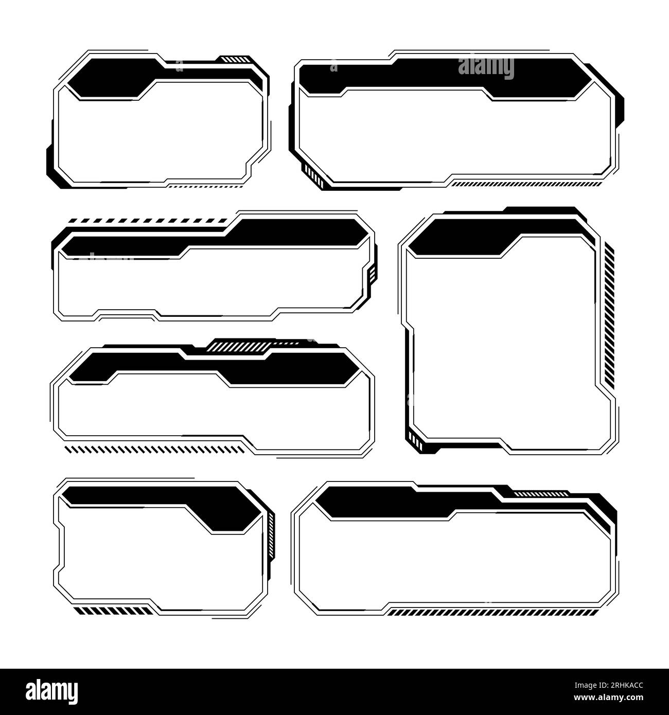 Black futuristic HUD or UI elements. Sci-fi user interface text boxes ...