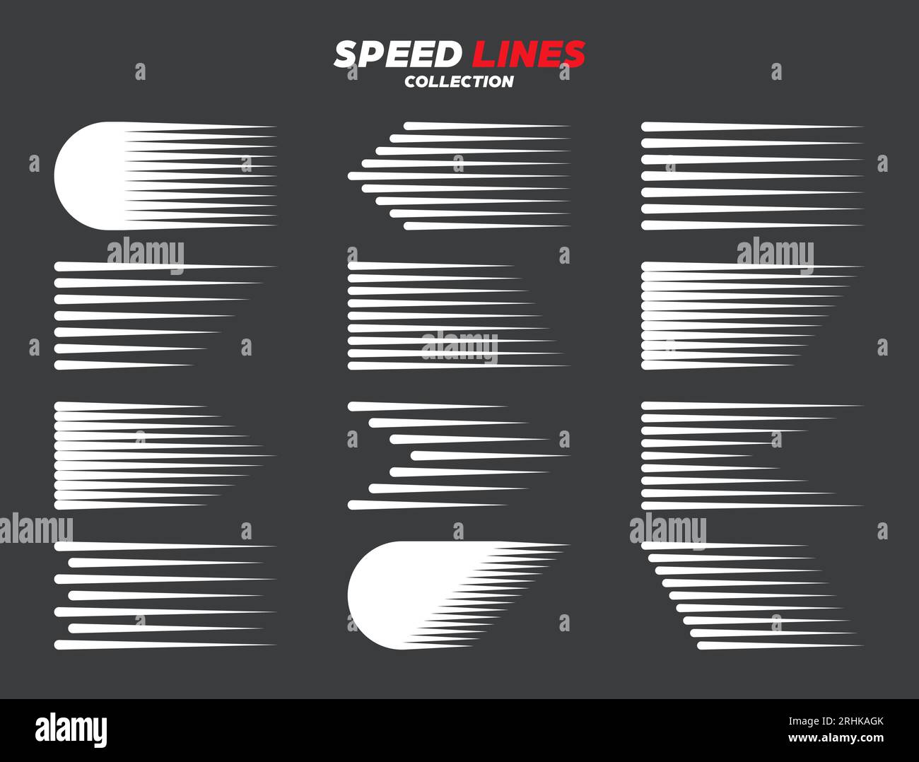 White cartoon or comic speed lines with round corners. Simple line with ...