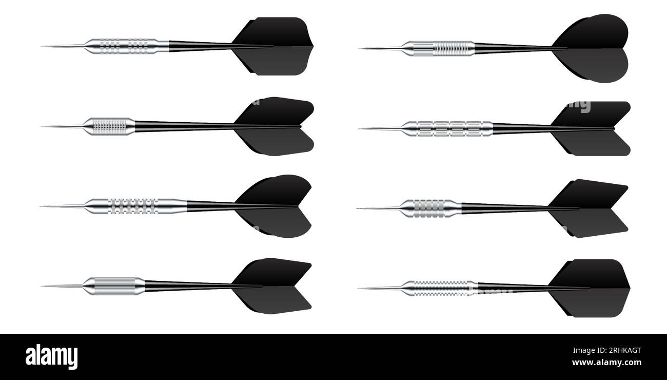 Black dart arrows with metal tip isolated on white background. Dart ...