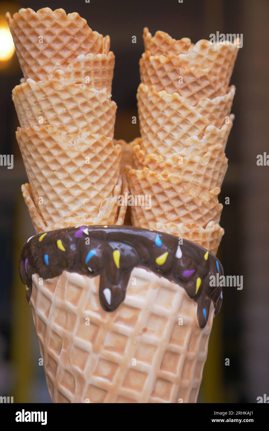 stack of waffle con displaying Stock Photo - Alamy