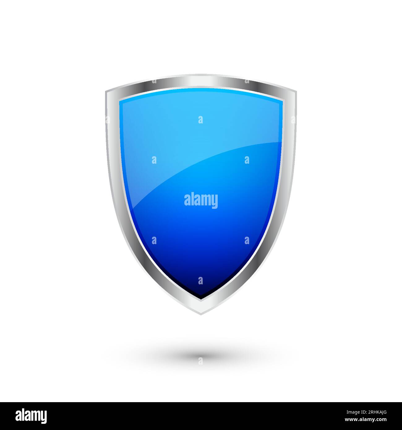 Vintage heraldic 3d shield icon with shiny metal frame. Blue protection ...