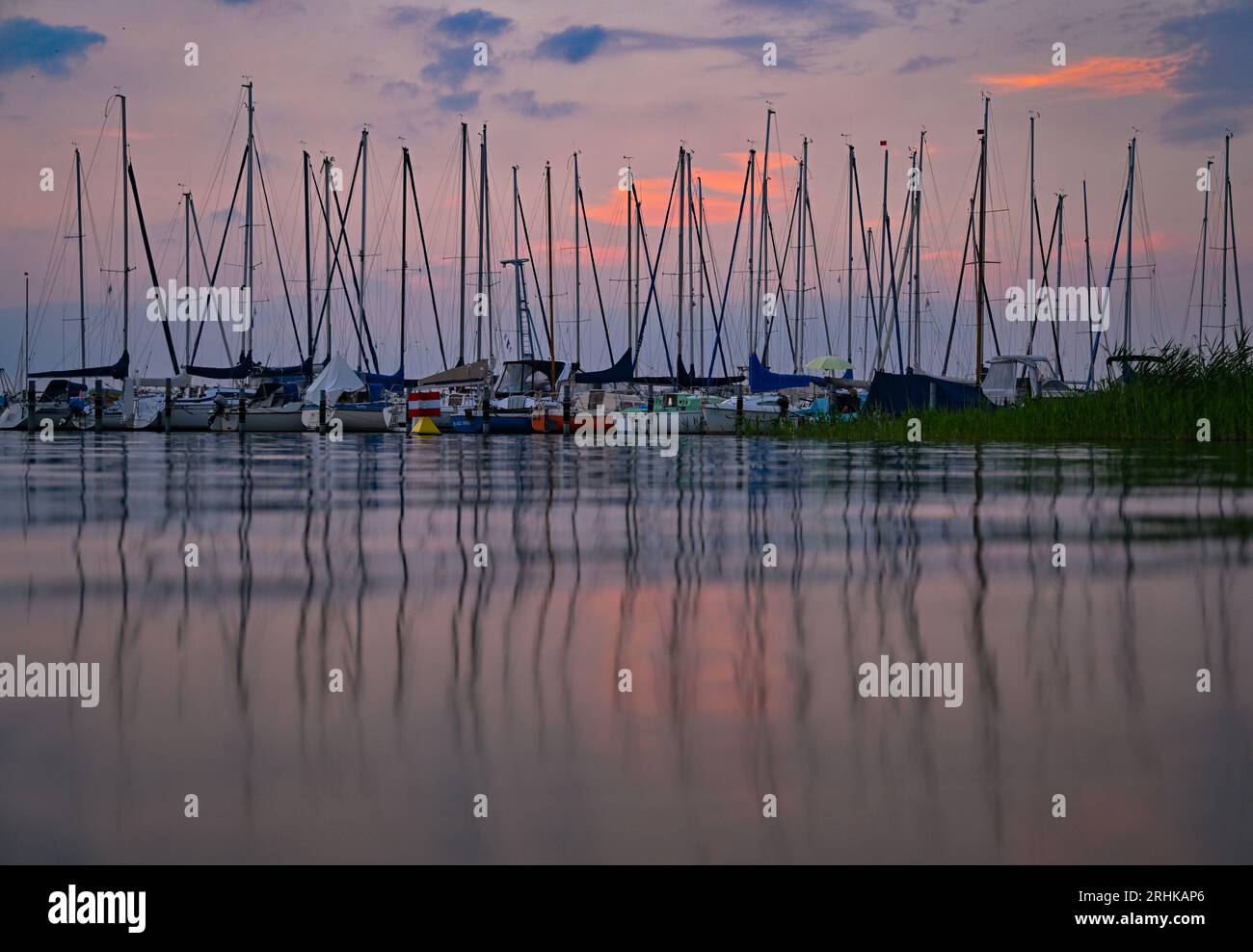 Diensdorf Radlow, Germany. 17th Aug, 2023. Sailboats are moored at a ...