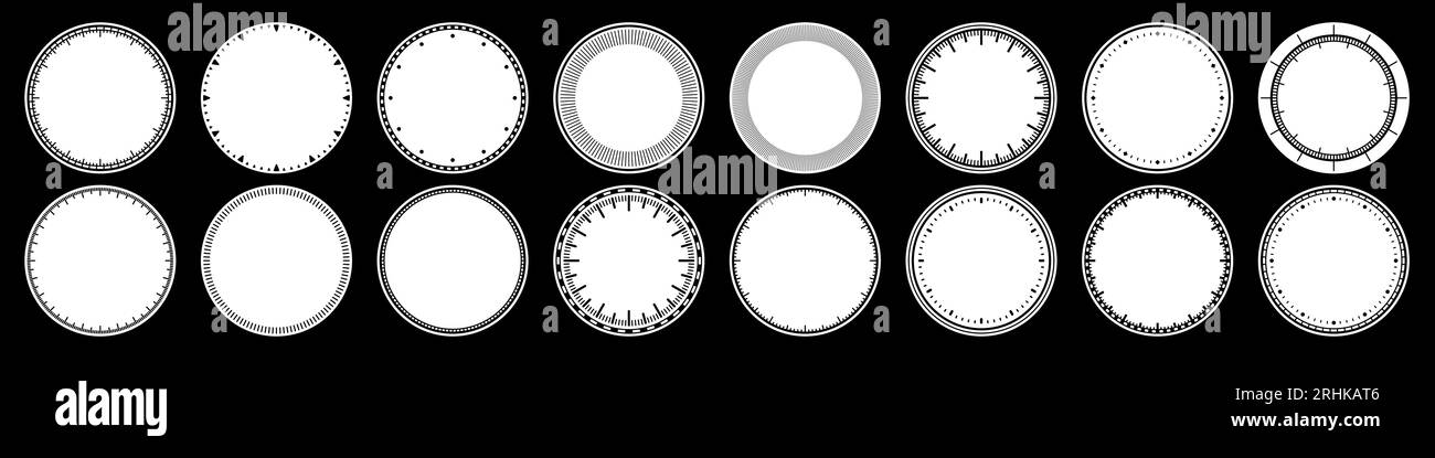 Mechanical clock faces, bezel. Watch dial with minute and hour marks ...