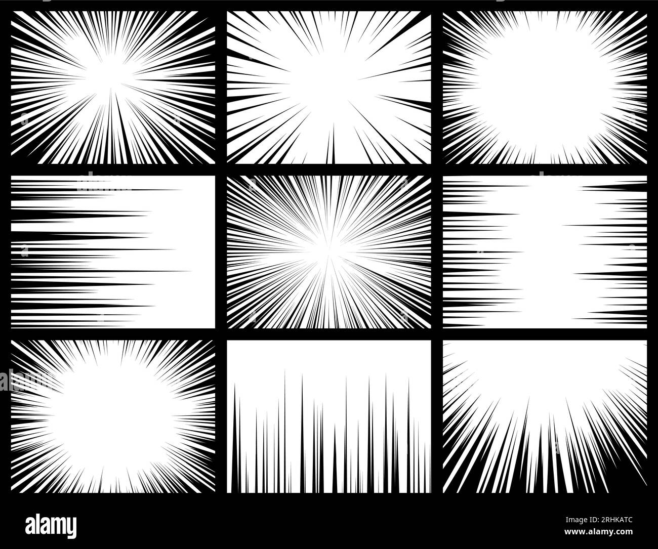Comic book radial rays, lines. Comics background with motion, speed ...