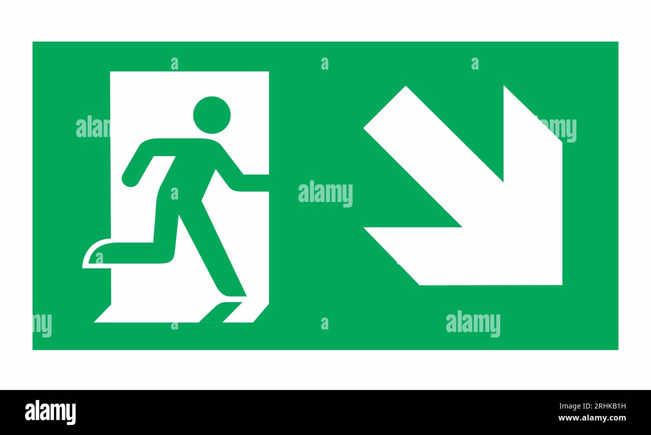 Green emergency exit sign on white background Stock Vector Image & Art - Alamy