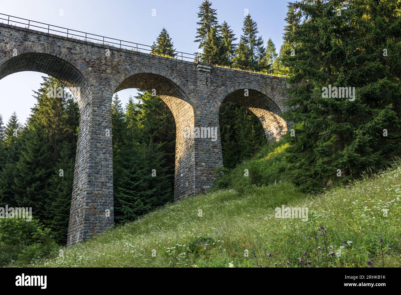 Chmaroš viaduct in summer season, Telgárt, Slovakia. Unique technical ...